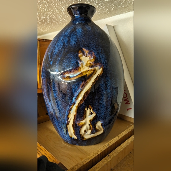 Art | Studio Art Pottery Signed Cobalt Blue Floor Vase Abstract ...